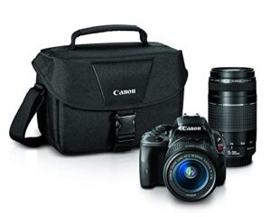 canon eos rebel sl1 digital slr with 18-55mm stm + 75-300mm f/4-5.6 iii lens bundle (black)