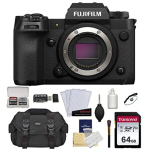 fujifilm x-h2 mirrorless camera body | black + lens cap keeper + camera cleaning kit + screen protectors + memory card case + memory card reader + 64gb memory card + digital camera case bundle