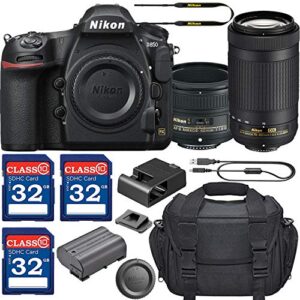 nikon d850 dslr camera with af-s nikkor 50mm f/1.8g lens & 70-300mm ed lens + 3 memory card bundle