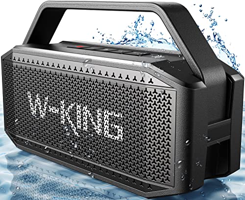 W-KING Portable Loud Bluetooth Speakers with Subwoofer, 60W (80W Peak) Outdoor Speakers Bluetooth Wireless Waterproof Speaker, Heavy Bass/V5.0/40H Play/Power Bank/TF Card/AUX/NFC/EQ, Large for Party