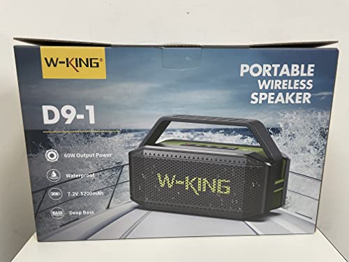 W-KING Portable Loud Bluetooth Speakers with Subwoofer, 60W (80W Peak) Outdoor Speakers Bluetooth Wireless Waterproof Speaker, Heavy Bass/V5.0/40H Play/Power Bank/TF Card/AUX/NFC/EQ, Large for Party