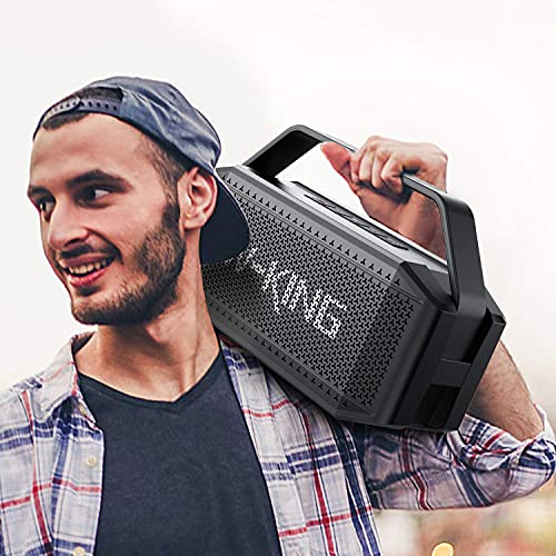 W-KING Portable Loud Bluetooth Speakers with Subwoofer, 60W (80W Peak) Outdoor Speakers Bluetooth Wireless Waterproof Speaker, Heavy Bass/V5.0/40H Play/Power Bank/TF Card/AUX/NFC/EQ, Large for Party