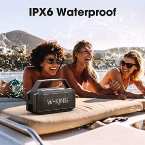 W-KING Portable Loud Bluetooth Speakers with Subwoofer, 60W (80W Peak) Outdoor Speakers Bluetooth Wireless Waterproof Speaker, Heavy Bass/V5.0/40H Play/Power Bank/TF Card/AUX/NFC/EQ, Large for Party