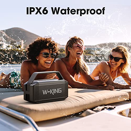 W-KING Portable Loud Bluetooth Speakers with Subwoofer, 60W (80W Peak) Outdoor Speakers Bluetooth Wireless Waterproof Speaker, Heavy Bass/V5.0/40H Play/Power Bank/TF Card/AUX/NFC/EQ, Large for Party