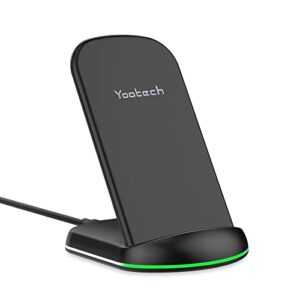 yootech wireless charger,10w max wireless charging stand, compatible with iphone 14/14 plus/14 pro/14 pro max/13/13 mini/13 pro max/se 2022/12/11/x/8, galaxy s22/s22 ultra/s21/s20/s10(no ac adapter)