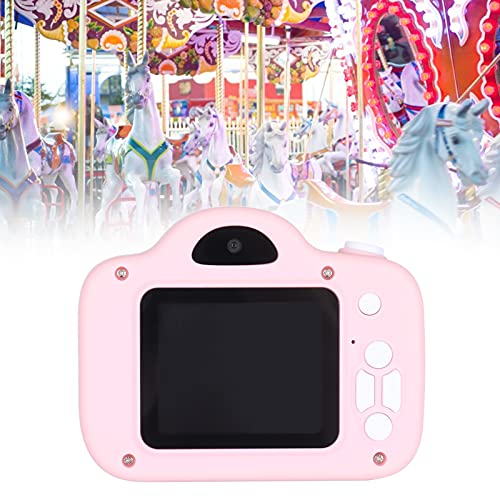 Zyyini Digital Camera, Child Camera, Mini Portable Camera, Educational Toy Camera, with Front and Rear Dual Cameras and IPS Screen, Support 1080P, for Videos(Pink)