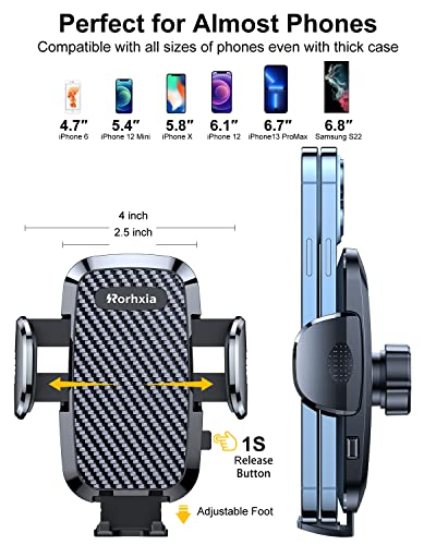 Rorhxia Car Vent Phone Mount, [Never Blocking Vent, Enjoy The Comfort of The A/C] Hands-Free Universal Extension Clip Air Vent Phone Holder Car Fit for All Phones iPhone Samsung More