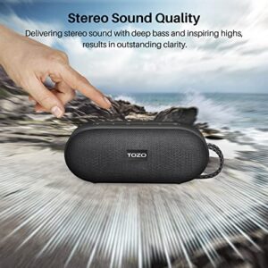 TOZO PA1 Bluetooth Speakers with 20W Stereo Sound, 25H Playtime, IPX7 Waterproof Portable Wireless Speakers with EQ Mode APP Control, Dual Pairing Two Speakers for Home, Outdoor Travel, Black