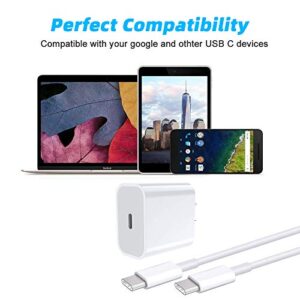 USB C Fast Wall Charger Compatible Google Pixel 6 5 4 XL 4a / 3a XL / 3 / XL / 2, 18W 3A PD Power Adapter and 3.3FT Type C to C Cable