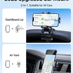 andobil Universal Car Phone Clip Holder [Military Sturdy, Firmly Grip & Never Slip] Ultra Stable Dashboard Cell Phone Mount for Car Dash Fit for All iPhone 14 13 12 Pro Max Android Samsung GPS Devices