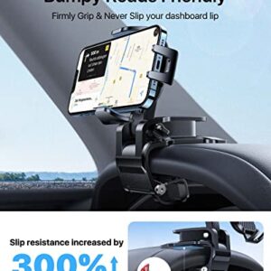 andobil Universal Car Phone Clip Holder [Military Sturdy, Firmly Grip & Never Slip] Ultra Stable Dashboard Cell Phone Mount for Car Dash Fit for All iPhone 14 13 12 Pro Max Android Samsung GPS Devices