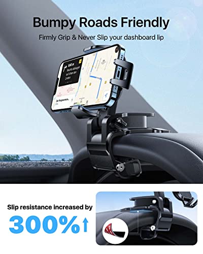 andobil Universal Car Phone Clip Holder [Military Sturdy, Firmly Grip & Never Slip] Ultra Stable Dashboard Cell Phone Mount for Car Dash Fit for All iPhone 14 13 12 Pro Max Android Samsung GPS Devices