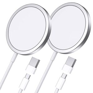 2 pack magnetic wireless charger 15w fast mag-safe charger for iphone 14/13/12 series and airpods 3/2/pro (mag-safe charger silver)