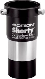 orion 08711 shorty 1.25-inch 2x barlow lens (black), single