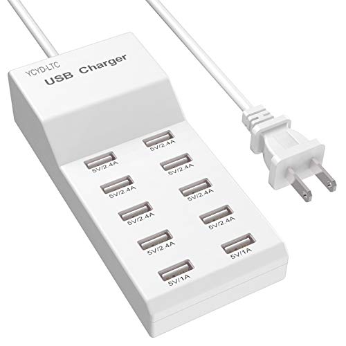 USB Charger 10-Ports USB Charging Station for Multiple Devices USB Wall Charger Power Hub Strip Amazon Smart Plug Charging Dock Block for Smart Phone iPhone Xs/XR,iPod,Galaxy S9/S8 and More…