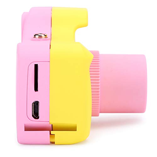 FastUU Kids Camera, Portable HD Digital Video Camera, Mini Learning Toy SLR Camera with Sticker, Hanging Rope, Tape, Data Cable for Children's Birthday, Christmas, (Pink Yellow)