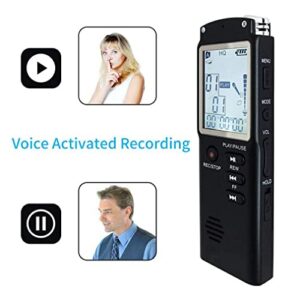 MMX Digital Voice Recorder Voice Activated Recorder with Playback - Upgraded Small Tape Recorder for Lectures, Meetings, Interviews, Mini Audio Recorder USB Charge, MP3