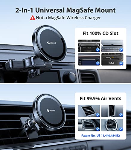 VICSEED for MagSafe Car Mount CD Slot & Air Vent [20 Strongest Magnets] Super Stable Magnetic Phone Holder for Car 360° HandsFree Metal CD Phone Mount for Car Fit iPhone 14 13 12 Pro Max Plus Mini All