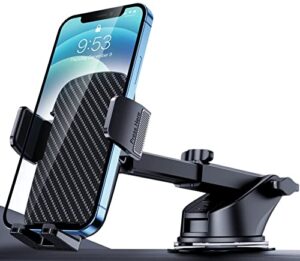 phone holder for car [military-grade suction] phone stand for car phone holder mount [super stable] automobile cell phone holder car mount for iphone universal car dashboard mount fit all smartphone