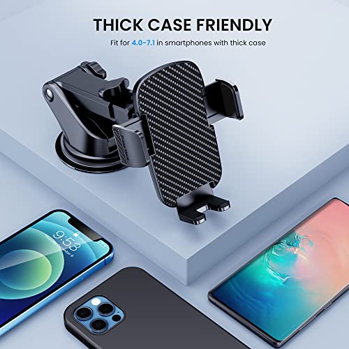 Phone Holder for Car [Military-Grade Suction] Phone Stand for Car Phone Holder Mount [Super Stable] Automobile Cell Phone Holder Car Mount for iPhone Universal Car Dashboard Mount Fit All Smartphone