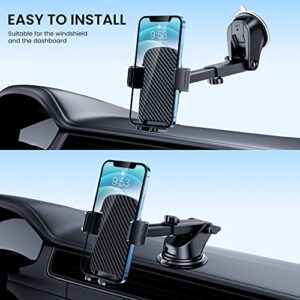 Phone Holder for Car [Military-Grade Suction] Phone Stand for Car Phone Holder Mount [Super Stable] Automobile Cell Phone Holder Car Mount for iPhone Universal Car Dashboard Mount Fit All Smartphone