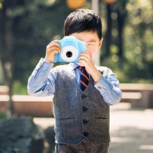 Kadimendium Digital Camera, DIY Photos Kid Camera Cartoon Photo Comfortable Camera Mini Camera for Children Toy(Blue)