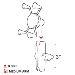 RAM Mounts RAP-HOL-UN7B-201U X-Grip Phone Holder with Composite Double Socket Arm(Medium) Compatible with RAM B Size 1" Ball Components