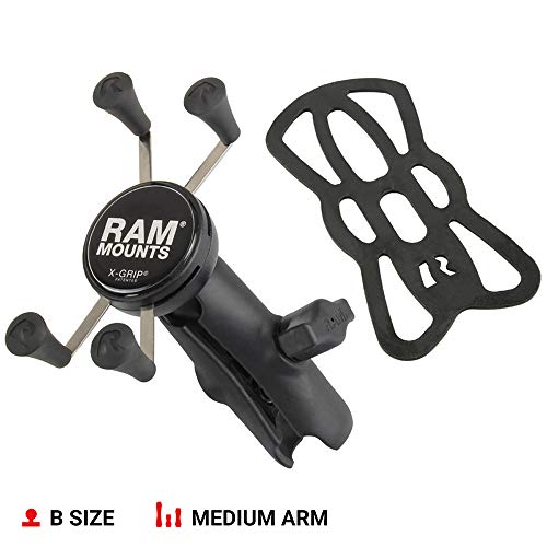 RAM Mounts RAP-HOL-UN7B-201U X-Grip Phone Holder with Composite Double Socket Arm(Medium) Compatible with RAM B Size 1" Ball Components