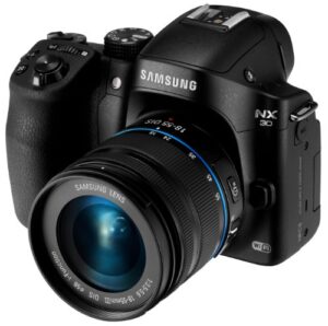 samsung nx30 20.3mp cmos smart wifi & nfc mirrorless digital camera with 18-55mm lens and 3″ amoled touch screen and evf (black)