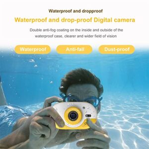 Niaviben Mini Portable Digital Camera for Kid's Waterproof Camera Front and Rear Dual 24 Million Pixel Compact Camera 2.4 Inch Yellow