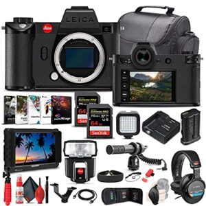 leica sl2-s mirrorless digital camera (body only) (10880) + sf40 flash + 4k monitor + pro headphones + pro mic + 2 x 64gb memory card + corel photo software + triple shoe bracket + more