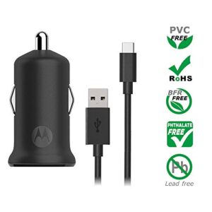 Motorola TurboPower 18 QC3.0 Car Charger w/ 3.3ft USB-A to USB-C Cable for Moto G Power/Play/Pure/Stylus/Stylus 5G, G7, Z/Z2/Z3/Z4, Motorola Razr, Edge/Edge+ 5G UW, One 5G UW Ace