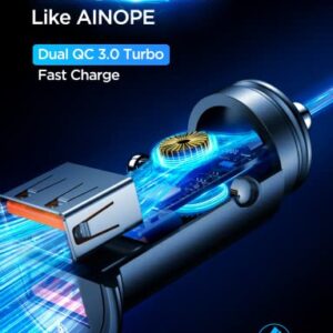 USB Car Charger Adapter AINOPE Fast Car Charger Fast Charge Cigarette Lighter USB Charger 36W All Metal Mini Quick Charge Compatible with iPhone 14/13/12/11 pro/11/ x/8, Note 9/20 Galaxy S23/S10/S9