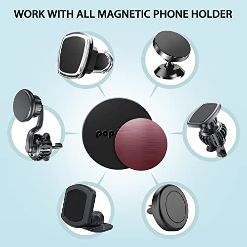 Metal Plate for Phone Magnet, 8 Pack Replacement Magnet Disc Magic Mount Plate with Adhesive Backing for Socket Grips & Magnetic Car Holder Cradle Stand(Dashboard/Vent/CD Slot/Windshield) - Round