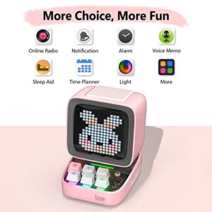 Divoom Ditoo Retro Pixel Art Game Bluetooth Speaker with 16X16 LED App Controlled Front Screen (Pink)