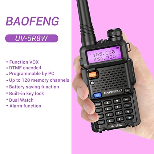 BaoFeng UV-5R 8W High Power Two Way Radio Ham Radio Dual Band Portable Radio Tri-Power Handheld Walkie Talkies with AR-771 Antenna