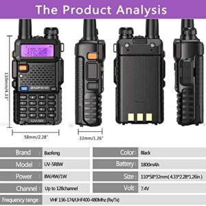 BaoFeng UV-5R 8W High Power Two Way Radio Ham Radio Dual Band Portable Radio Tri-Power Handheld Walkie Talkies with AR-771 Antenna