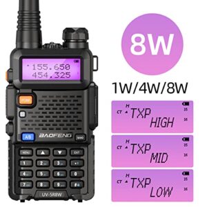 BaoFeng UV-5R 8W High Power Two Way Radio Ham Radio Dual Band Portable Radio Tri-Power Handheld Walkie Talkies with AR-771 Antenna