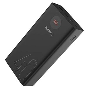 romoss 40000mah power bank, 18w pd usb c fast charging portable phone charger, 3 outputs and 2 inputs external battery pack with led display for iphone 14/13/13 pro max, ipad, samsung galaxy and more