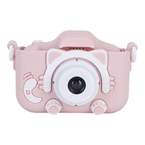 070 Camera Children Camera Portable 40MP Cartoon Cat Photograph Camera with Puzzle Games Birthday Gifts for Kids Children (Pink)