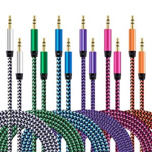 aux cord for car, 6 pack 3.5mm auxiliary audio cable, braided stereo aux chords compatible headphone car, iphone, ipod, ipad, samsung galaxy, htc, lg, google pixel, tablet & more