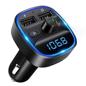 lencent fm transmitter, 2022 upgraded bluetooth fm transmitter wireless radio adapter car kit with dual usb charging car charger mp3 player support tf card & usb disk