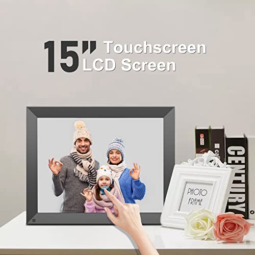 FULLJA 15 inch WiFi Smart Digital Photo Frame - Large Digital Picture Frame, Full Function, 32GB Storage, Motion Sensor, Sharing Photos&Videos via App or Email, Unlimited Cloud Storage, Wall-Mounted