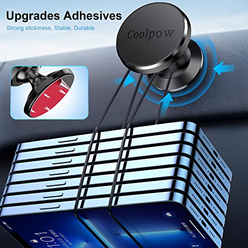 【2-PACK】Magnetic phone holder for car, [ Super Strong Magnet ] [ with 4 Metal Plate ] iPhone Magnetic car mount for cell phone, [ 360° Rotation ] Universal Dashboard car Mount Fits All Smartphones