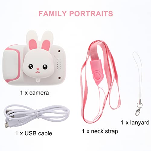 OSALADI Baby Toy Kids Cartoon Camera 1080P Toddler Video Children Digital Kids Cameras Cute Rabbit Anti- Drop Selfie Camera for Kids Birthday Gift Toddler Outdoor Toys