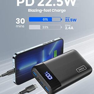 INIU Portable Charger, 22.5W 20000mAh USB C in & Out Power Bank Fast Charging, PD 3.0+QC 4.0 LED Display Phone Battery Pack Compatible with iPhone 14 13 12 Pro Samsung S21 Google LG iPad Tablet, etc.