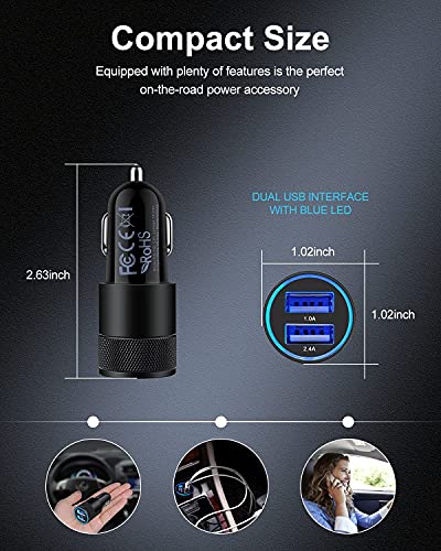 Car Charger, [2Pack/3.4a] Fast Charge Dual Port USB Cargador Carro Lighter Adapter for iPhone 14 13 12 11 Pro Max X XR XS 8 Plus 6s, iPad, Samsung Galaxy S22 S21 S10 Plus S7 j7 S10e S9 Note 8, LG, GPS