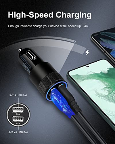 Car Charger, [2Pack/3.4a] Fast Charge Dual Port USB Cargador Carro Lighter Adapter for iPhone 14 13 12 11 Pro Max X XR XS 8 Plus 6s, iPad, Samsung Galaxy S22 S21 S10 Plus S7 j7 S10e S9 Note 8, LG, GPS