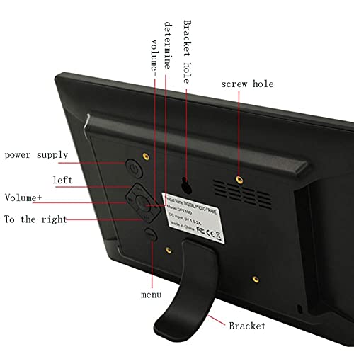 10-inch Digital Photo Frame 1024×600 high-Definition Digital Photo Frame Electronic Album Advertising Machine Display Ratio 16:9 (Color : Black)