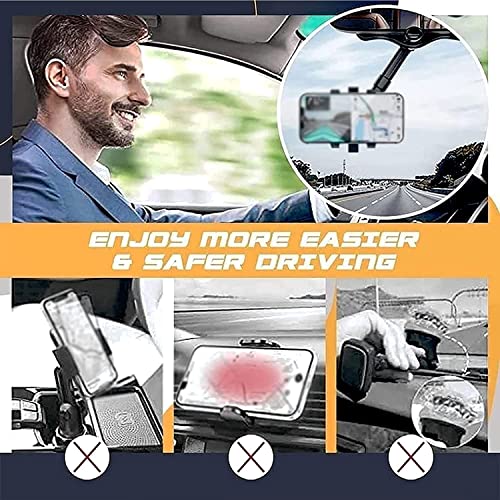 chella Car Phone Holder Mount,360 Degree Rotatable and Retractable Rearview Mirror Phone Holder for Car,Multifunctional Adjustable Universal Phone Holder for Mobile Phones